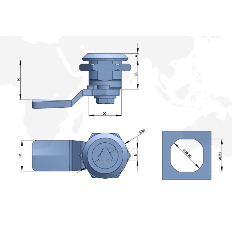 Triangular 8mm Stainless Steel Quarter Turn Lock – Secure & Durable